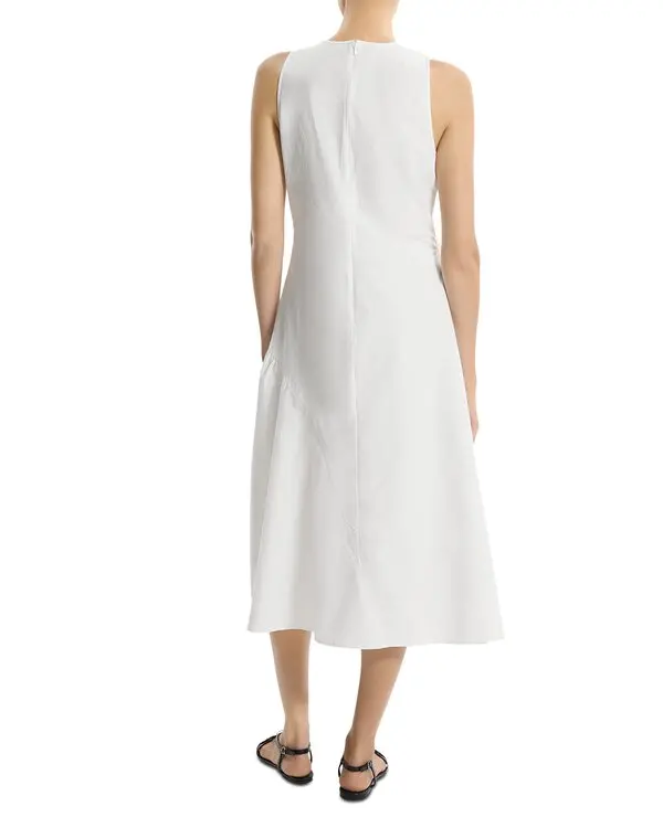 Theory Ruched Sleeveless Dress - White