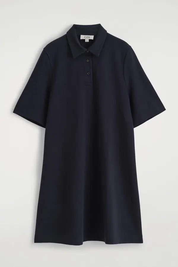 Cos Jersey Polo Mini Dress - Navy