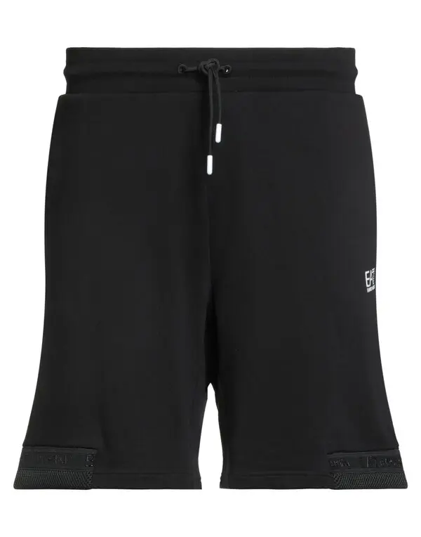 EA7 Cotton Blend Athletic Shorts With Drawstring Waist