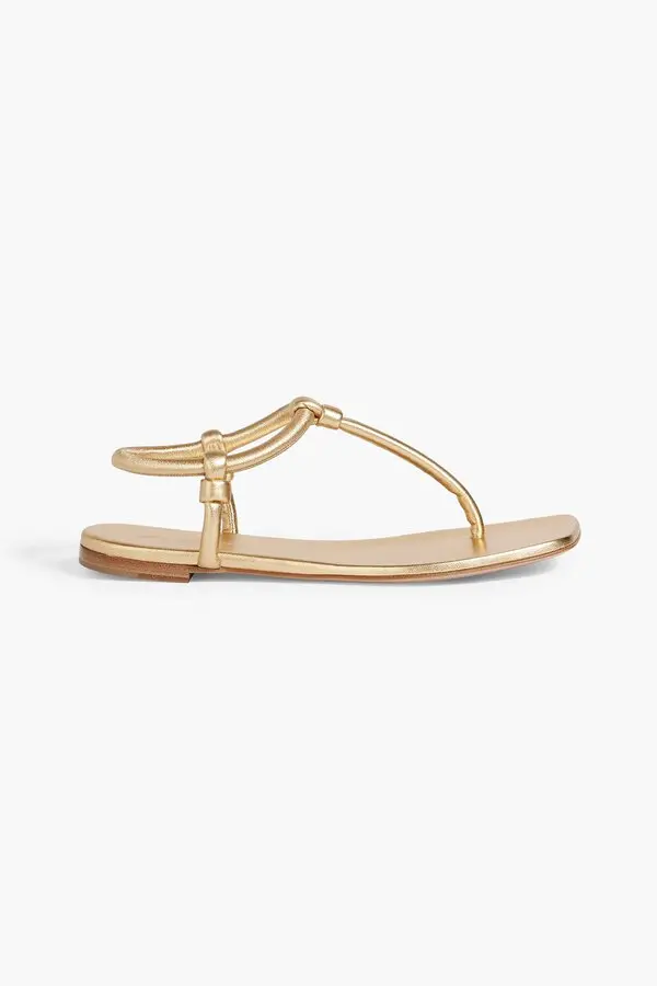 Gianvito Rossi 5mm Metallic Leather Flat Thong Sandals Gold 40