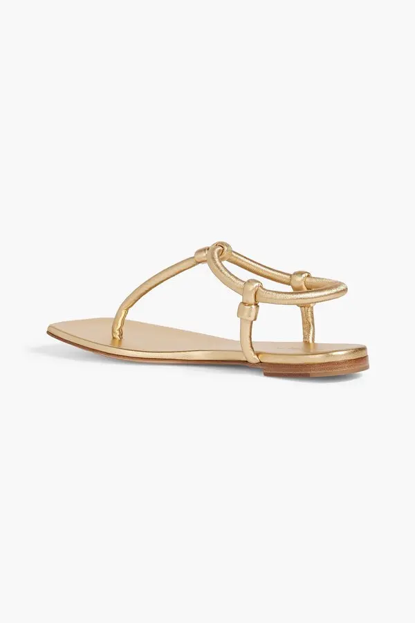 GIANVITO ROSSI Juno Metallic Padded Leather Sandals - Gold