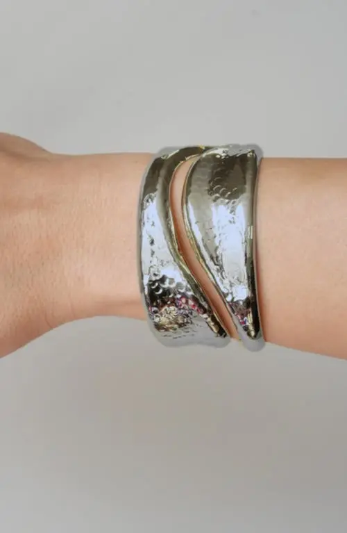 Argento Vivo Hammered Cut Out Cuff Bracelet