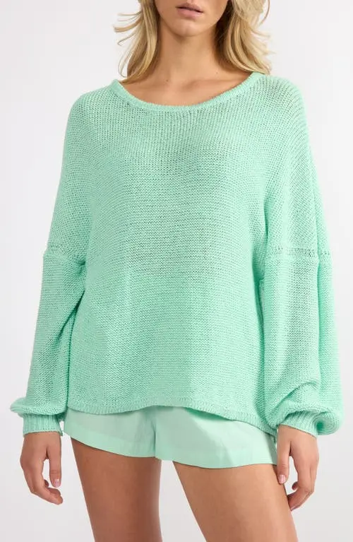 VIENS AVEC MOI Relaxed Fit Sweater - Aqua