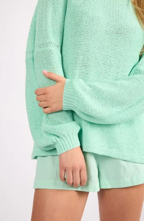 VIENS AVEC MOI Relaxed Fit Sweater - Aqua