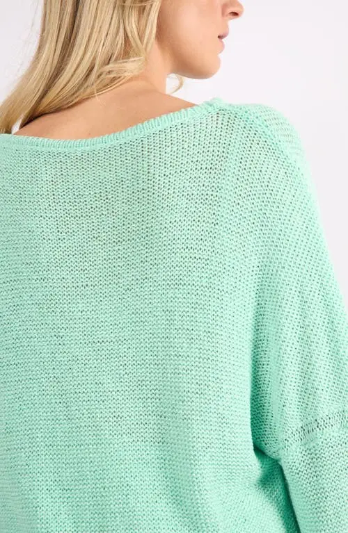 VIENS AVEC MOI Relaxed Fit Sweater - Aqua