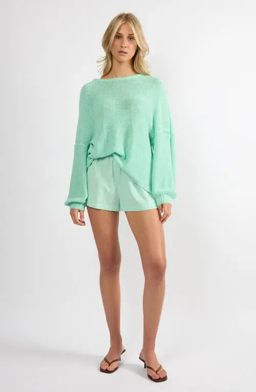 VIENS AVEC MOI Relaxed Fit Sweater - Aqua