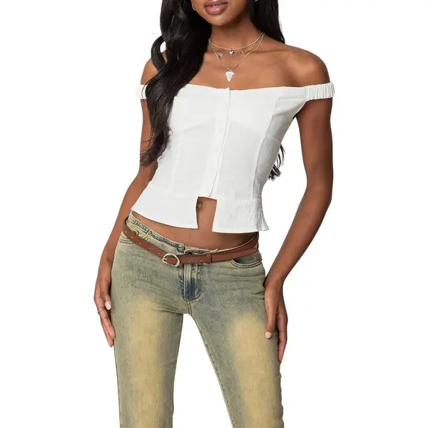 EDIKTED Cotton Button-up Top
