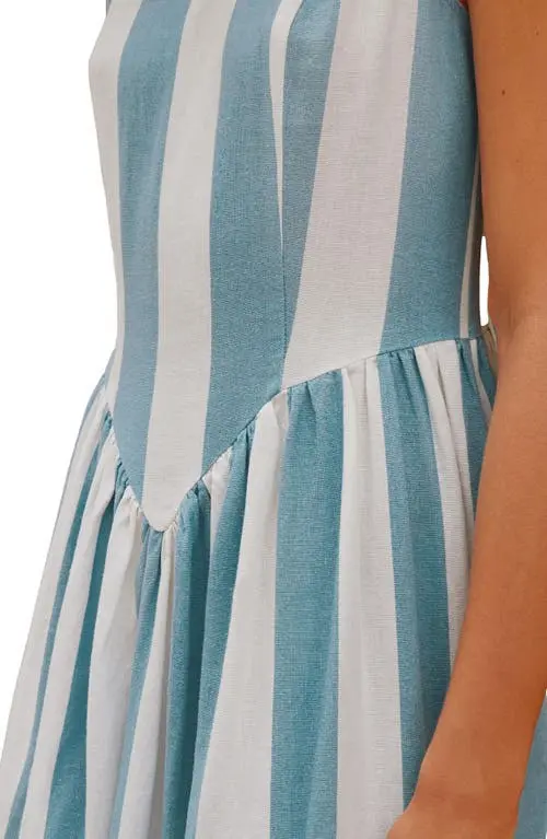 NEXT Stripe Linen Blend Sleeveless Fit & Flare Mini Dress