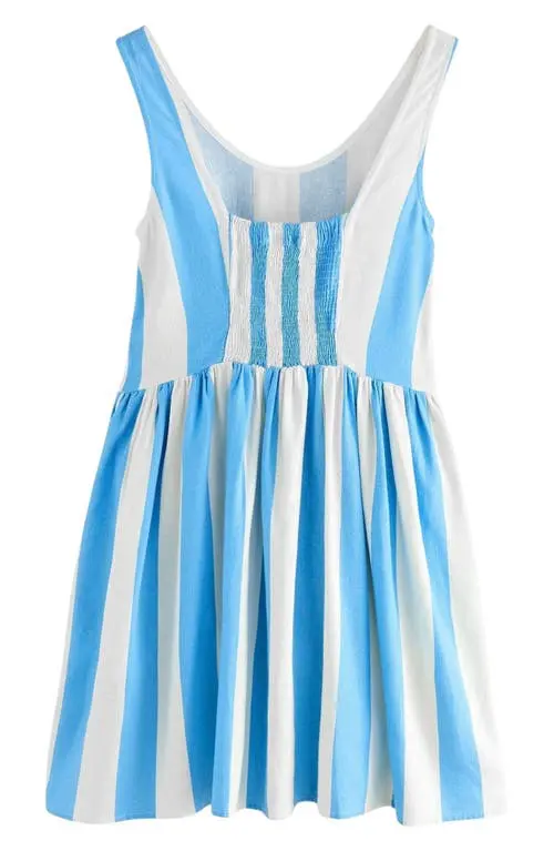 NEXT Stripe Linen Blend Sleeveless Fit & Flare Mini Dress