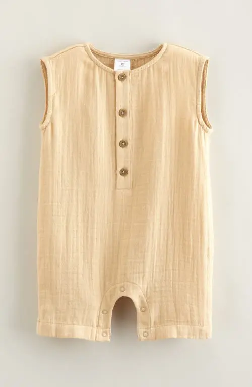 Nordstrom Cotton Gauze Henley Romper - Tan Shore