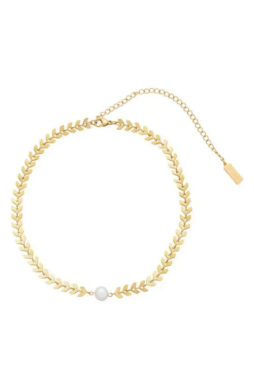 ST. MORAN Freshwater Pearl Chevron Choker - White