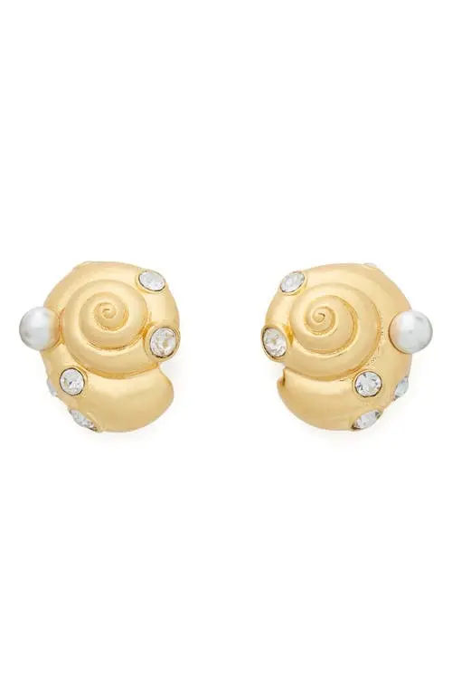 Kate Spade New York Beachside Shell Stud Earrings - Clear/ Gold.