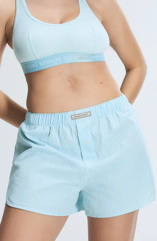 SAVAGE X FENTY Kickback Casuals Pajama Boxers - Beachy Blue Line By Line