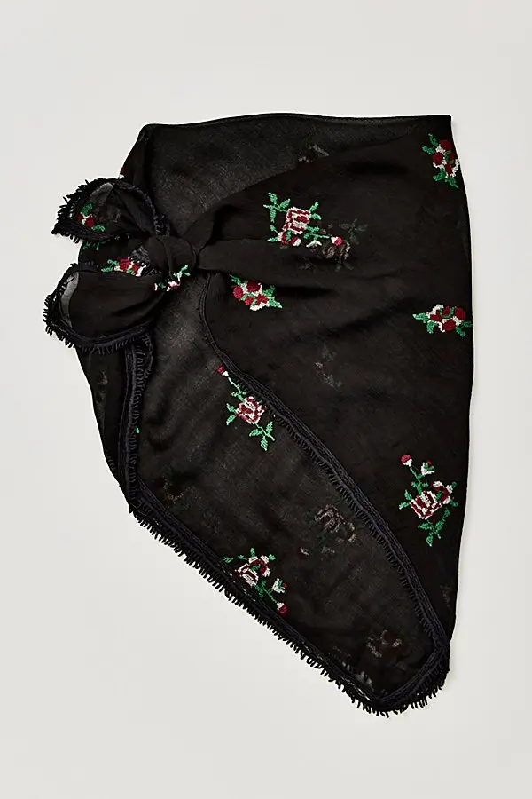 Free People Annabelle Embroidered Sheer Scarf