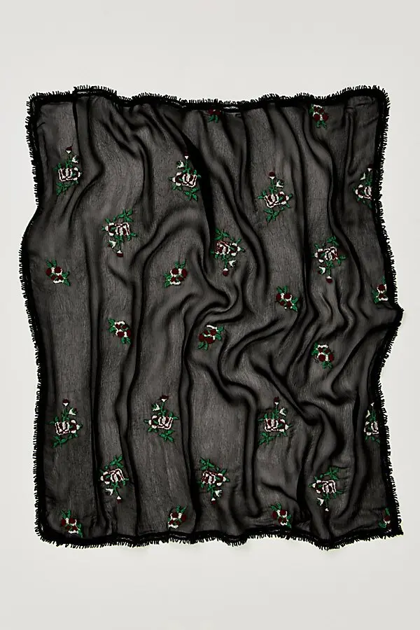 Free People Annabelle Embroidered Sheer Scarf