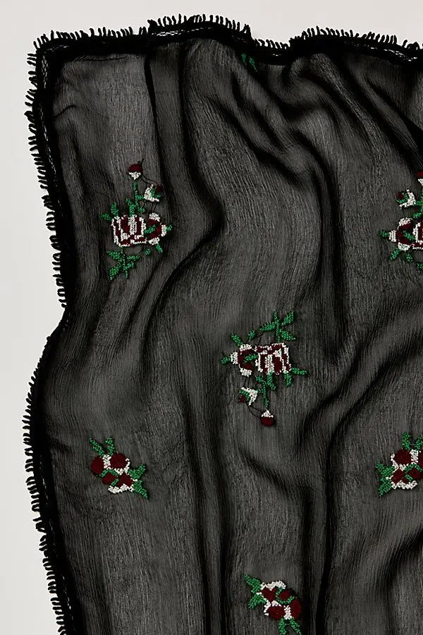 Free People Annabelle Embroidered Sheer Scarf
