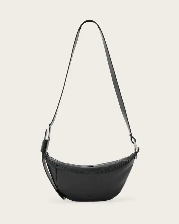 ALLSAINTS Luna Slouchy Leather Crossbody Bag - Black/silver