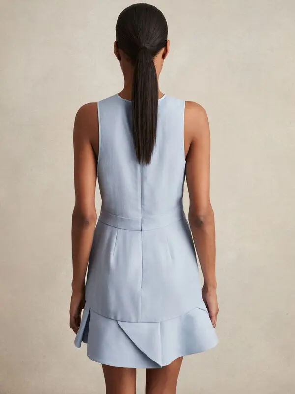 REISS Ashley Structured Ruffle-hem Mini Dress