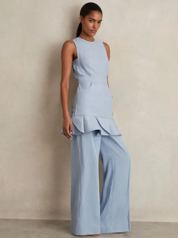 REISS Ashley Structured Ruffle-hem Mini Dress