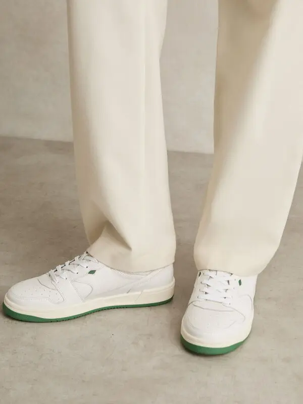 REISS Astor Leather Low Top Trainers
