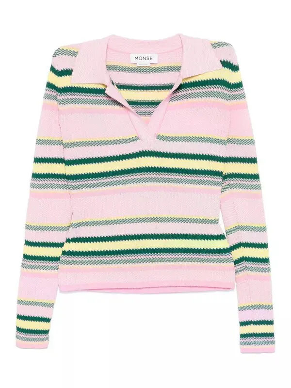 Monse Striped Jacquard Top - Pink