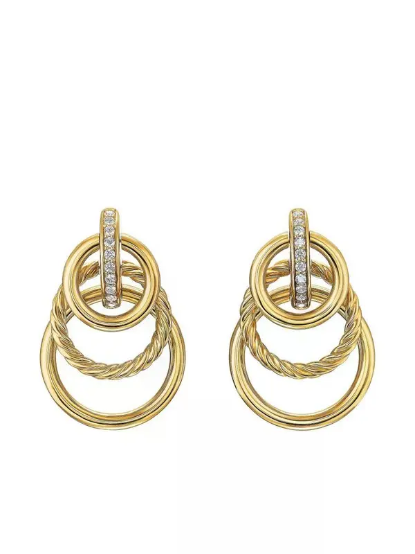 David Yurman 18k Dy Mercer® Diamond Hoop Earrings - Gold