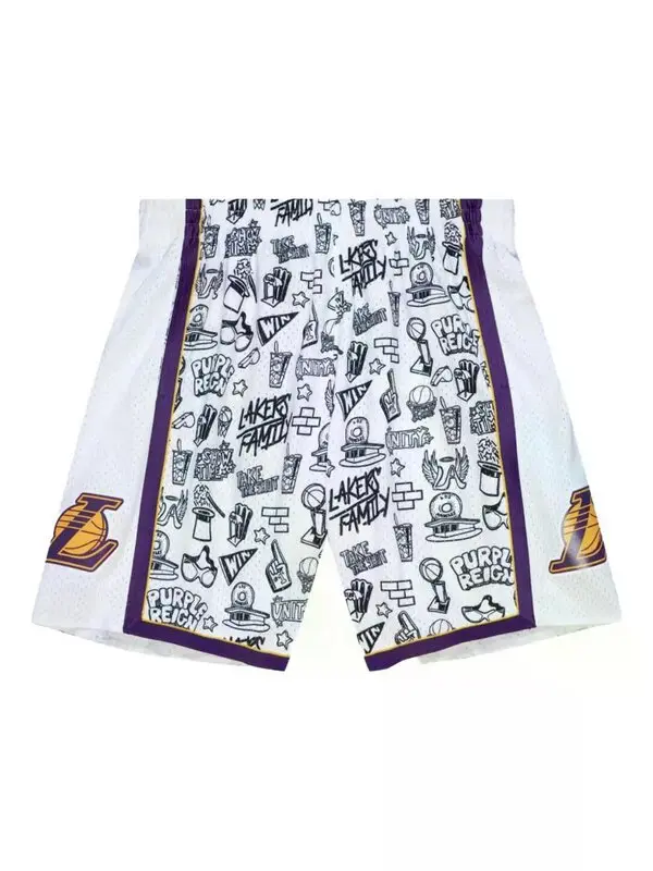 Mitchell & Ness La Lakers 2009 Doodle Swingman Shorts - White