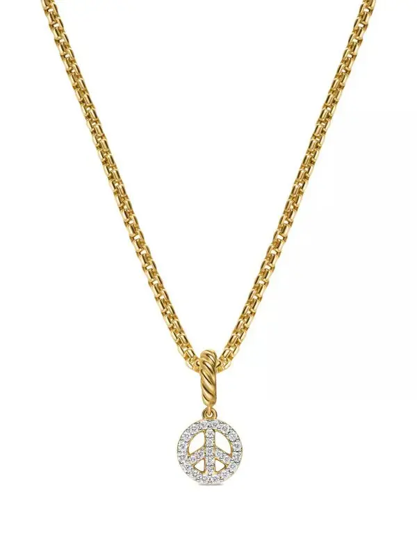 David Yurman 18k Peace Sign Diamond Necklace - Gold