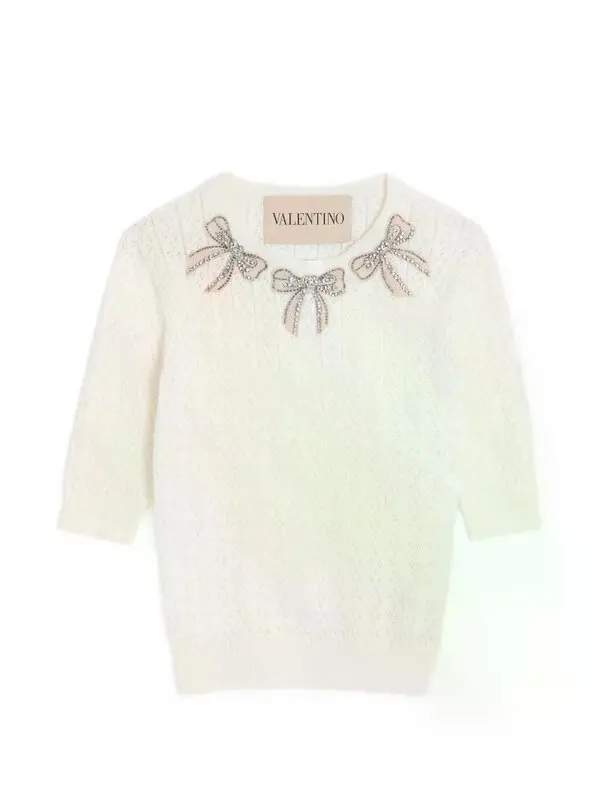 Valentino Garavani Embroidered Cotton Top - White