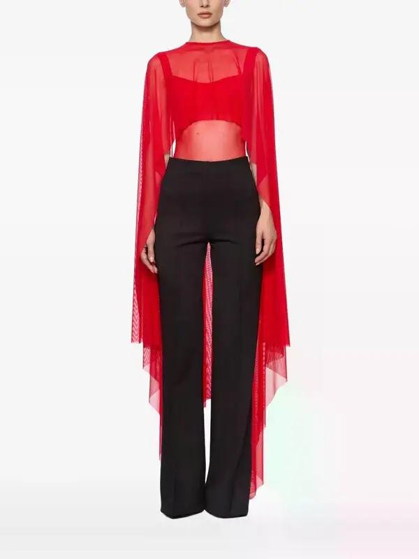 ATU BODY COUTURE Semi-sheer Bodysuit With Detachable Cape - Red