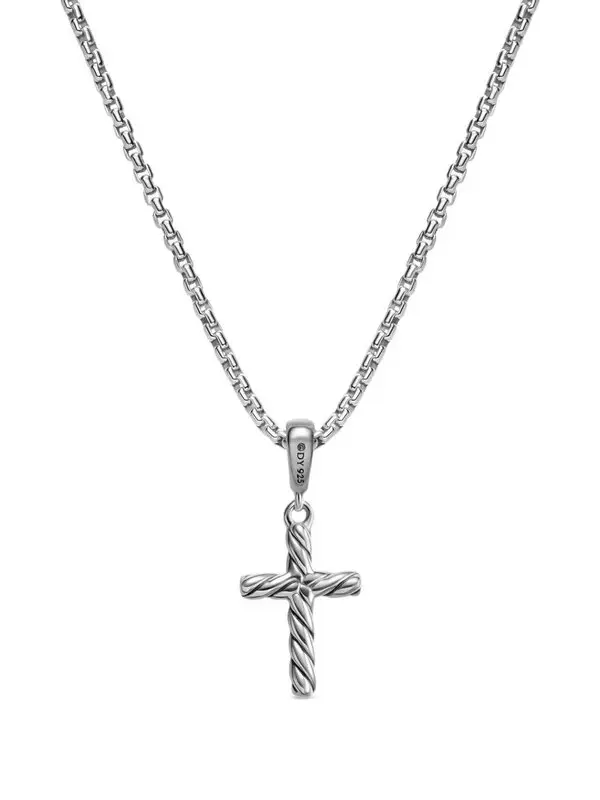 David Yurman Cable Cross Pendant Necklace - Silver