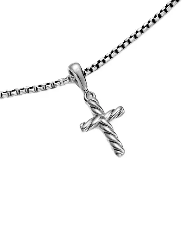 David Yurman Cable Cross Pendant Necklace - Silver