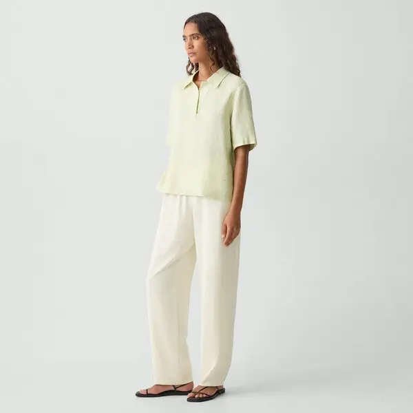 Theory Relaxed Pull-on Pant In Satin Crepe - Rice