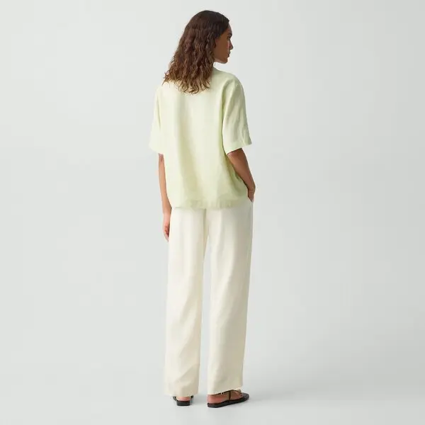 Theory Relaxed Pull-on Pant In Satin Crepe - Rice