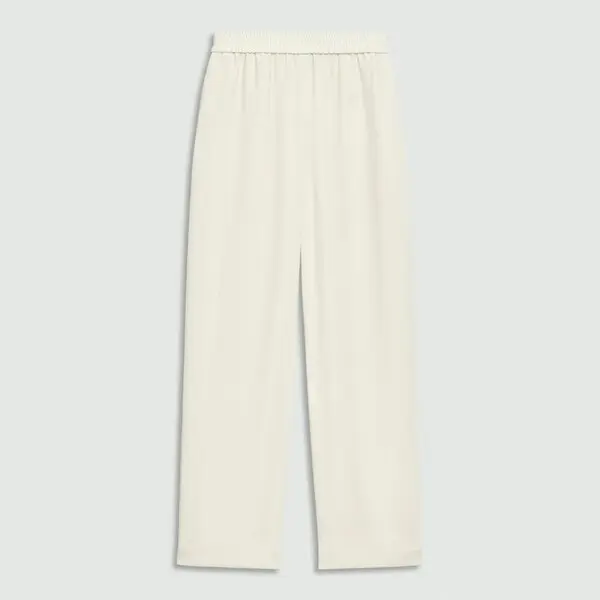 Theory Relaxed Pull-on Pant In Satin Crepe - Rice