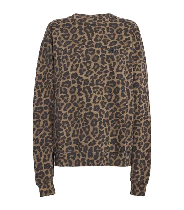 ANINE BING Miles Leopard Print Sweatshirt - Brown