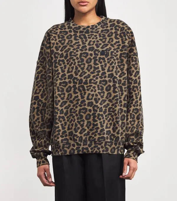 ANINE BING Miles Leopard Print Sweatshirt - Brown
