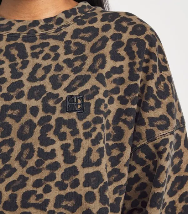 ANINE BING Miles Leopard Print Sweatshirt - Brown