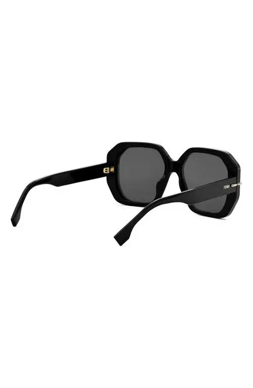 Fendi Selleria Square Sunglasses - Shiny Black / Smoke Mirror
