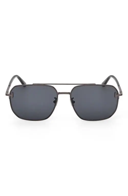 TOM FORD 61mm Navigator Sunglasses - Gunmental Black / Smoke