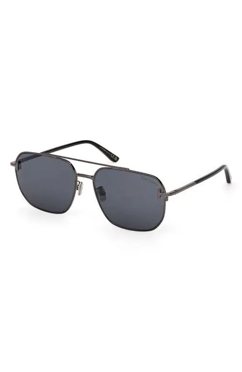 TOM FORD 61mm Navigator Sunglasses - Gunmental Black / Smoke