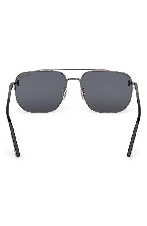 TOM FORD 61mm Navigator Sunglasses - Gunmental Black / Smoke