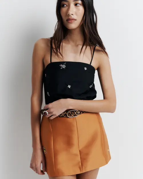 ROMY Mini Skirt With Floral Embroidery