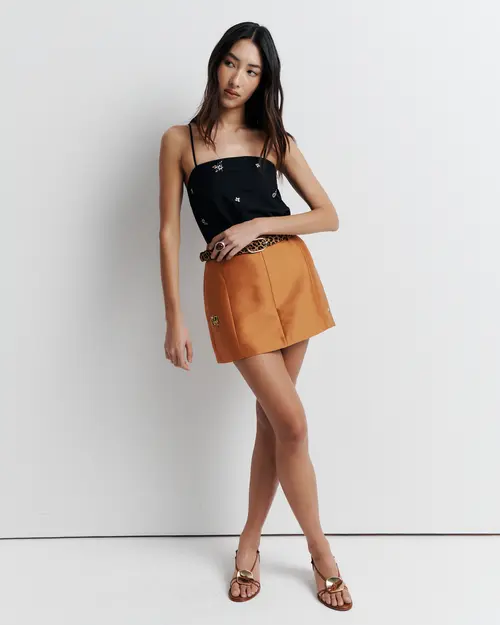 ROMY Mini Skirt With Floral Embroidery