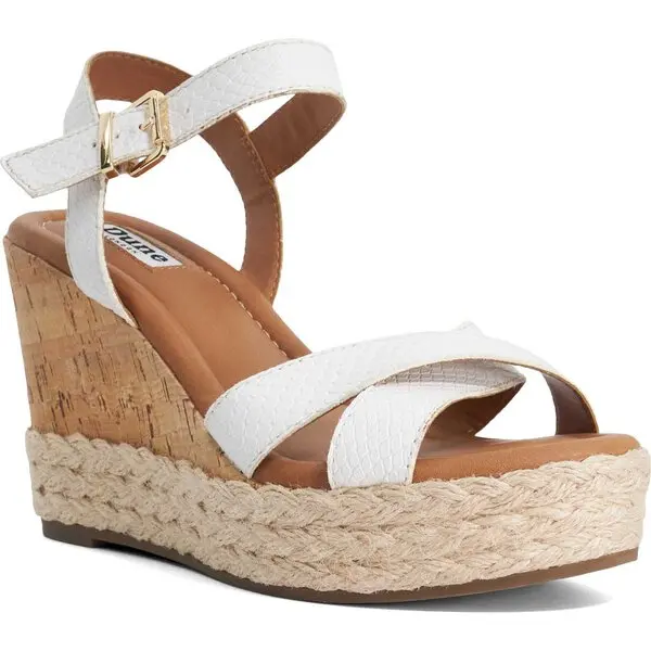 Dune London Kindest Platform Wedge Sandal - White