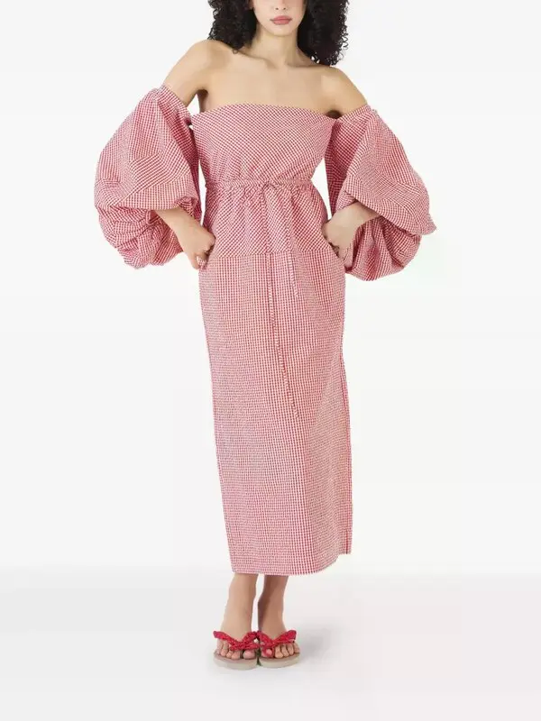 Rosie Assoulin Gingham Seersucker Maxi Dress - Red - 40% Off | Editorialist