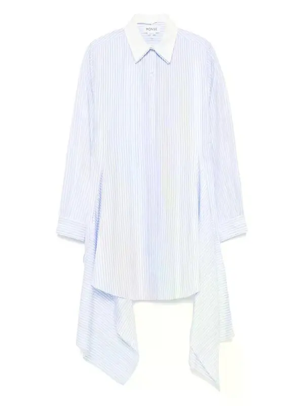 Monse Cascade Front Shirt Dress - Blue