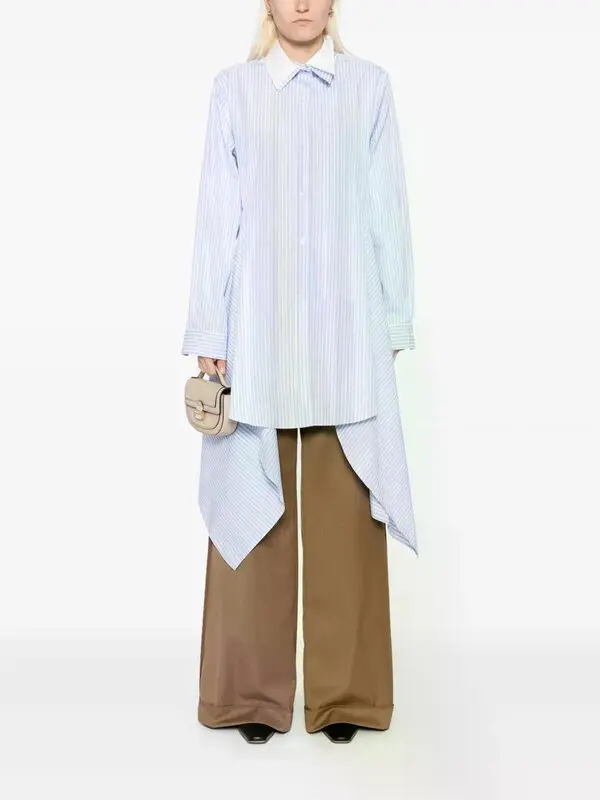 Monse Cascade Front Shirt Dress - Blue