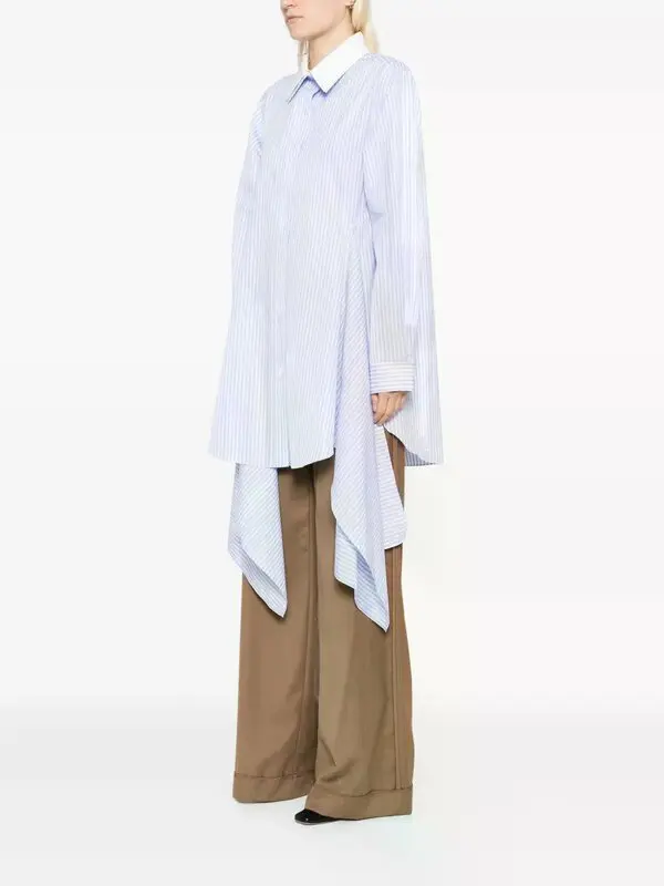 Monse Cascade Front Shirt Dress - Blue