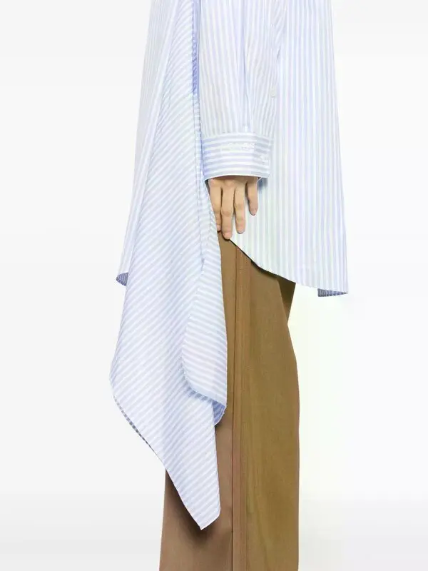 Monse Cascade Front Shirt Dress - Blue